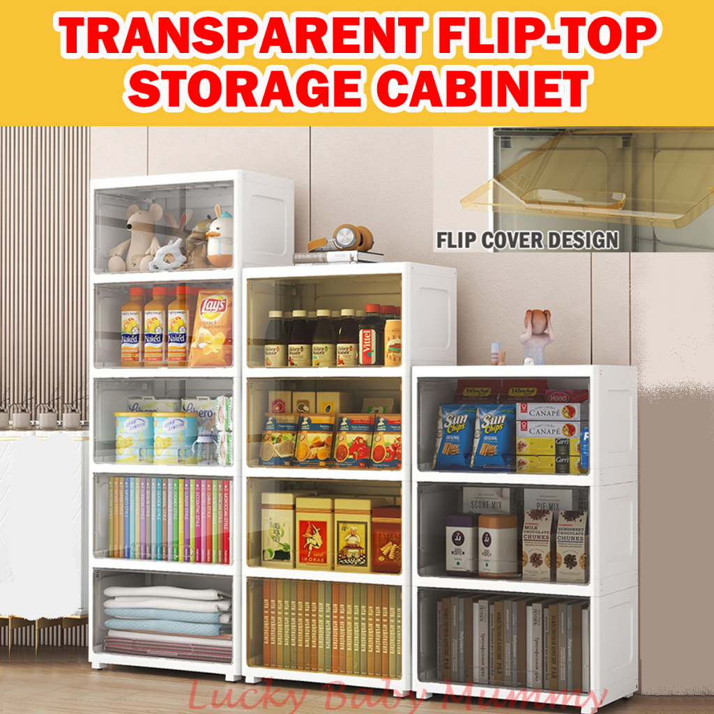 Flip Transparent Door Storage cabinet/Drawers/Cabinet 3/4/5/6 Tier ...
