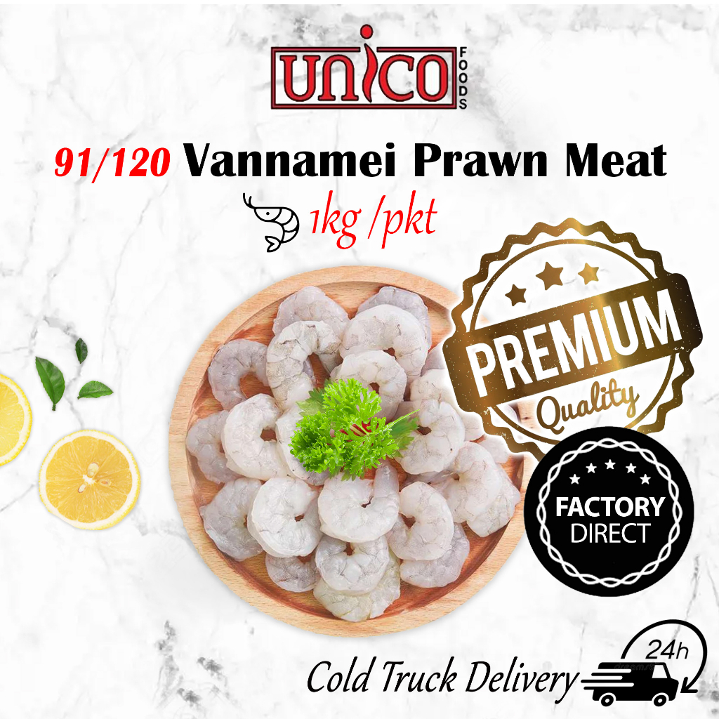 [UNICOFOODS] Vannamei prawn meat PND 91/120 (1kg+-) | 虾仁 | Shopee Singapore
