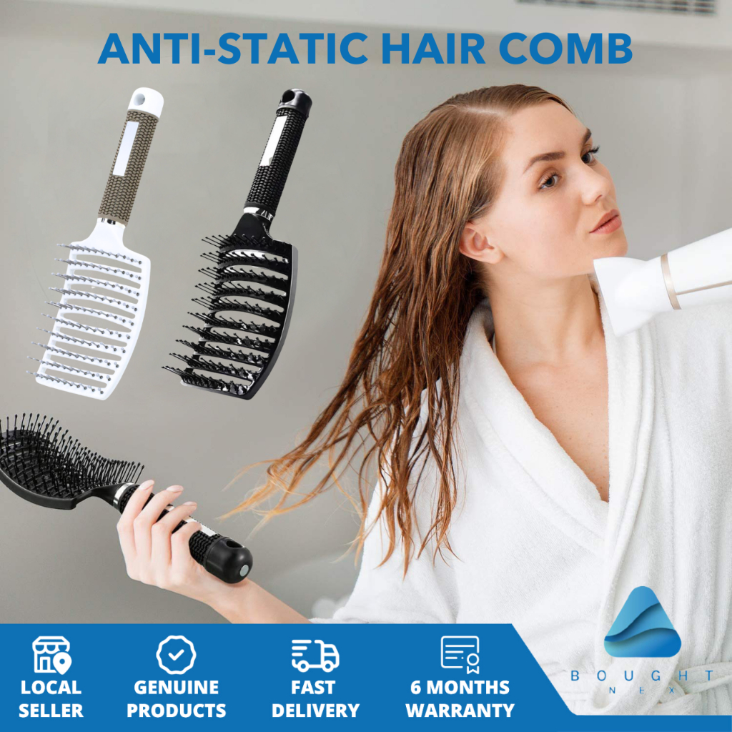 Anti-Static Hair Comb - Volumizing & Straightening Brush, Curved Design ...