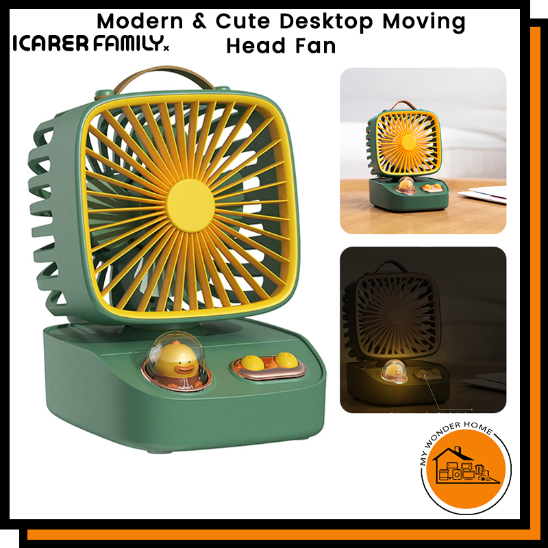 iCarer Family® Modern & Cute Desktop Moving Head Fan Portable USB Mini ...