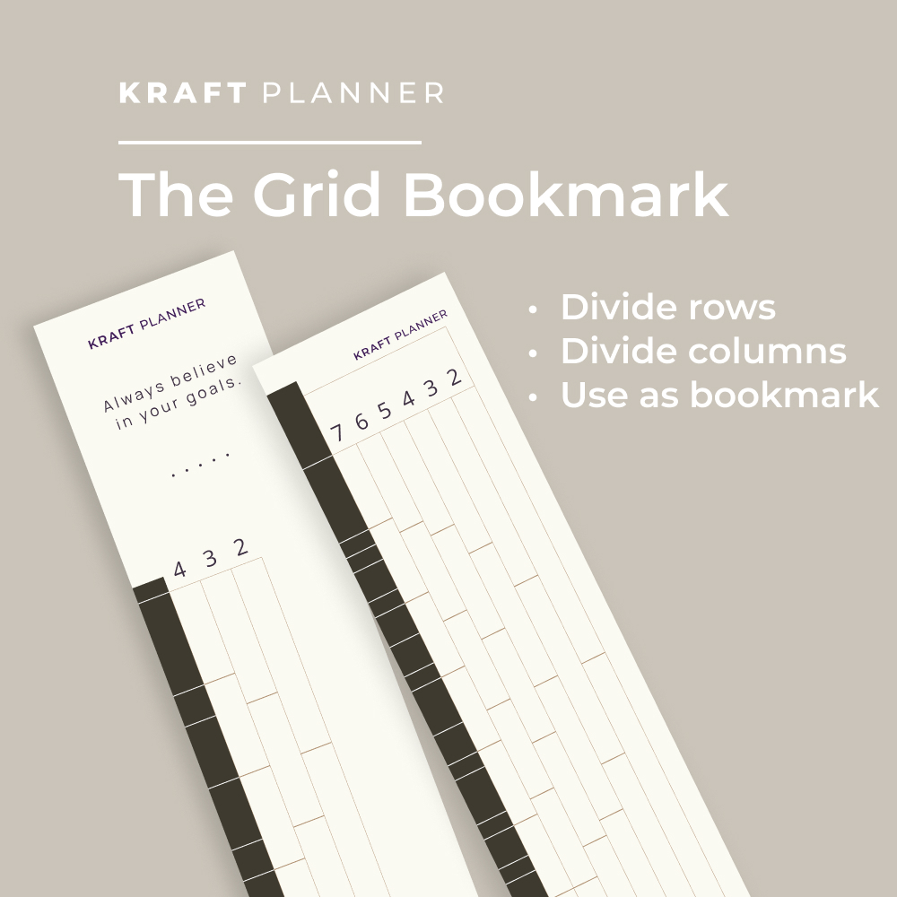 Kraft Planner | The Grid Bookmark | Bujo Ruler for A5 Bullet Journal ...