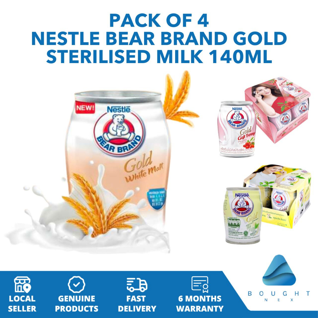 Nutritious Nestle Bear Brand Gold Milk Low Fat 140ml x 4 Cans - Creamy and Nourishing Dairy ...