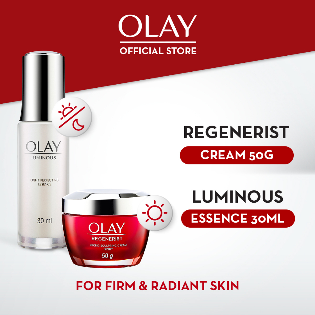 Olay Luminous Light Perfecting Essence 30ml + Regenerist Micro-Sculpting Cream 50g | Shopee ...