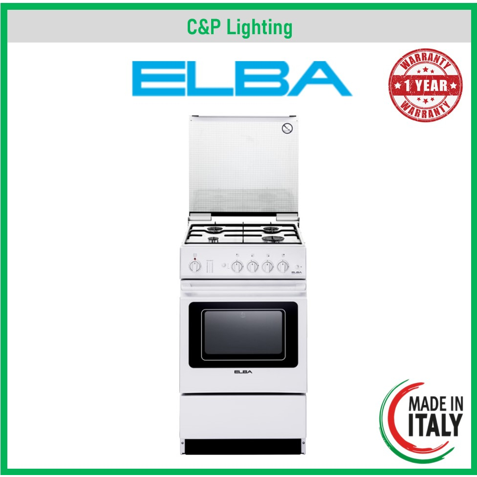 Elba Free Standing 4 Burner Cooker Hob with Electric Oven EEC 566 WH ...