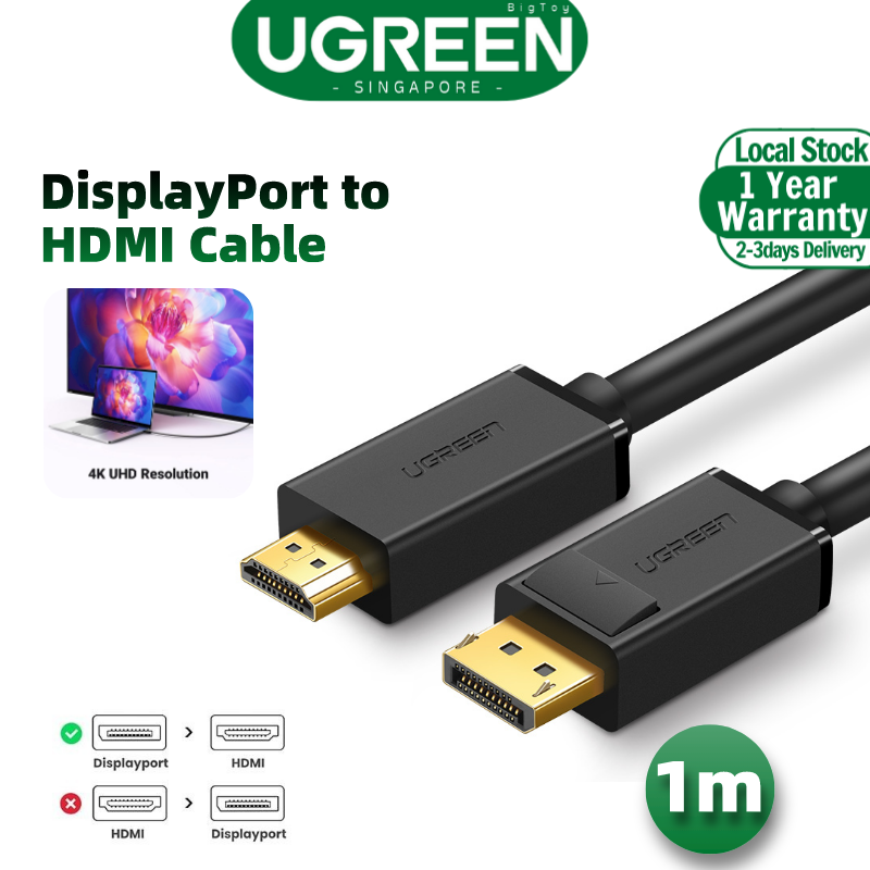 UGREEN 4K Displayport(Source) to HDMI (Monitor) Cable single direction ...