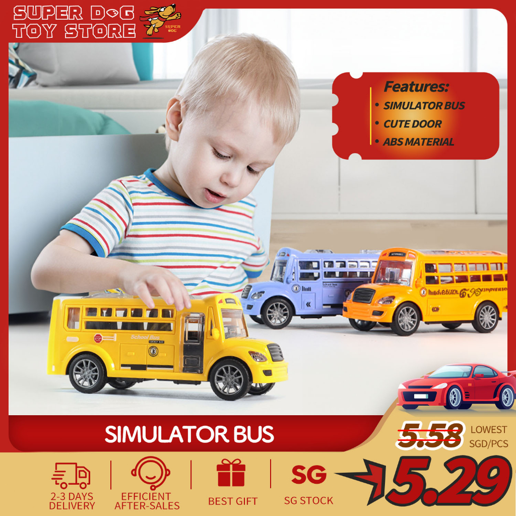 🌈Local Ship🌈Children's Simulation School Bus Toys Inertia Scooter Model ...