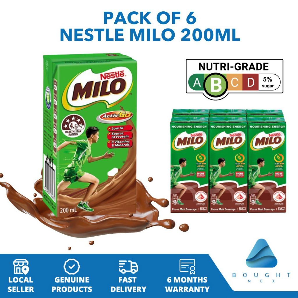 Milo Chocolate Malt Uht Packet Drink 200ml x 6 Pieces Delicious ...