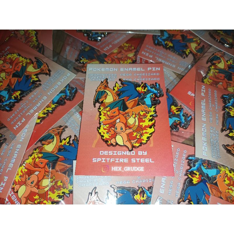 Self Made Charmander Pokemon Evolution Enamel Pins - Charmander ...