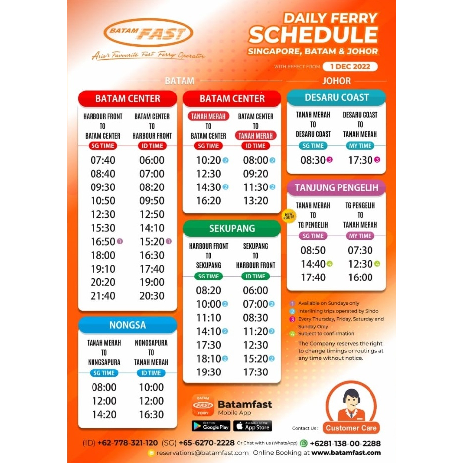 BATAMFAST FERRY - TANAH MERAH - DESARU COAST | Shopee Singapore