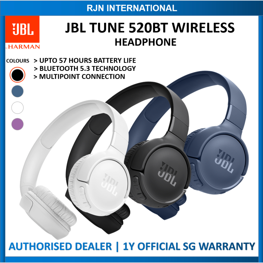 JBL Tune 520BT On Ear Headphones - Up to 57H battery life and speed charge and 1 year official ...