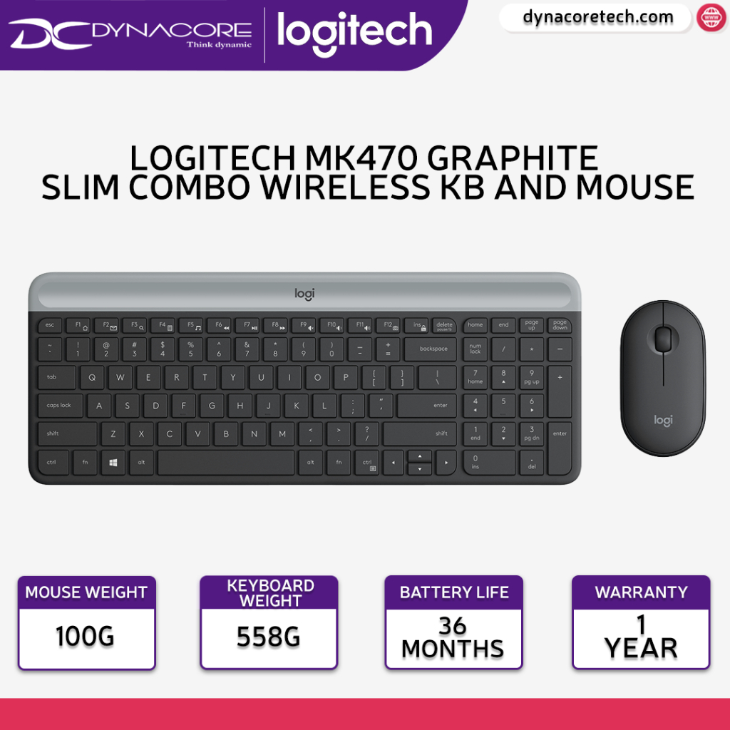 Logitech Mk470 Slim Wireless Keyboard And Mouse Combo Black 920 009182 Shopee Singapore