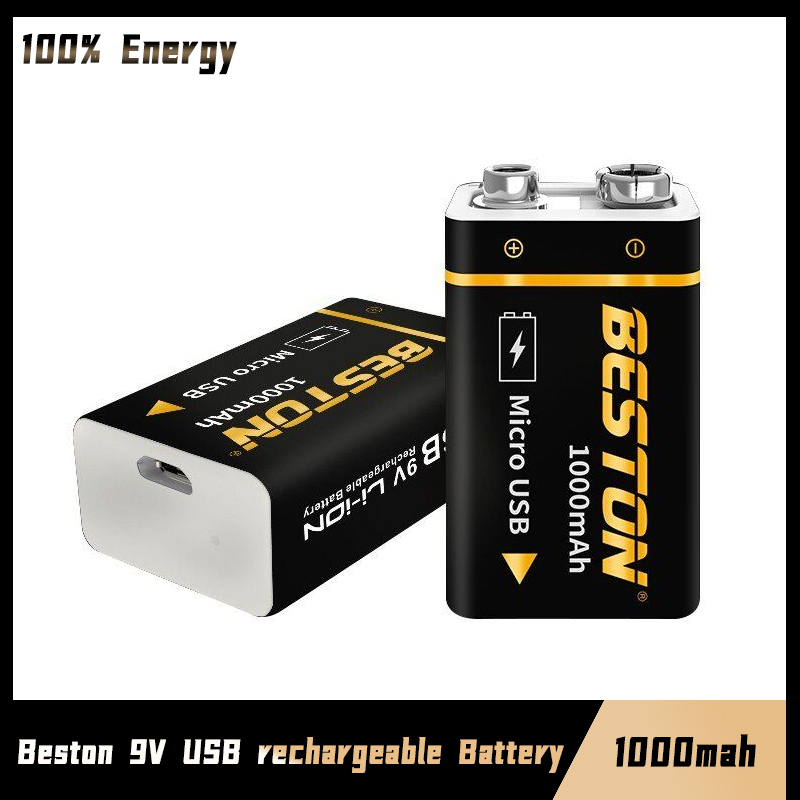 Beston 1000mah Li-ion Rechargeable Battery USB Direct Charge 14650 9V ...