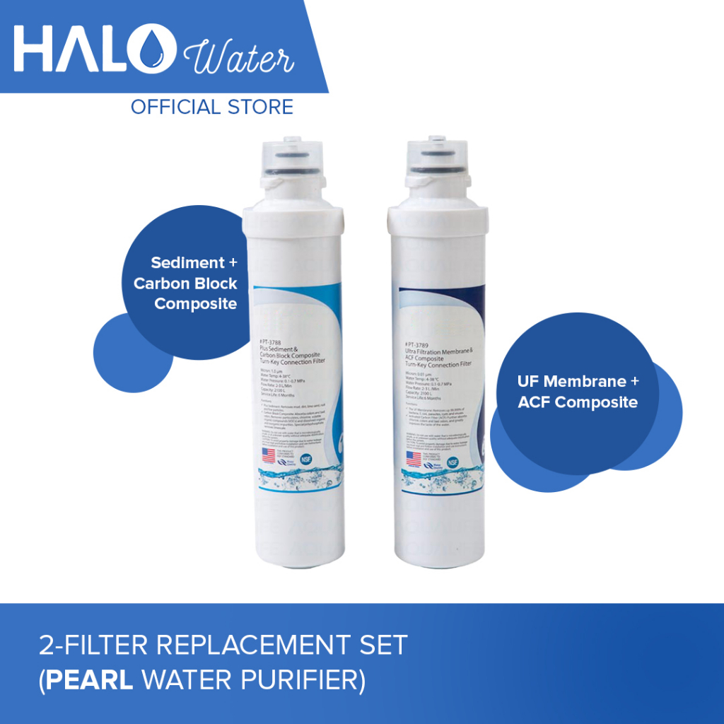 HALO 2 Stages Water Filter Purifier Replacement Set for PEARL Water ...