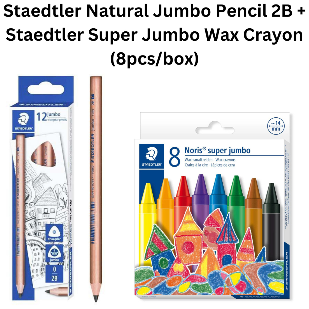 Staedtler Natural Jumbo Pencil 2B + Staedtler Super Jumbo Wax Crayon ...