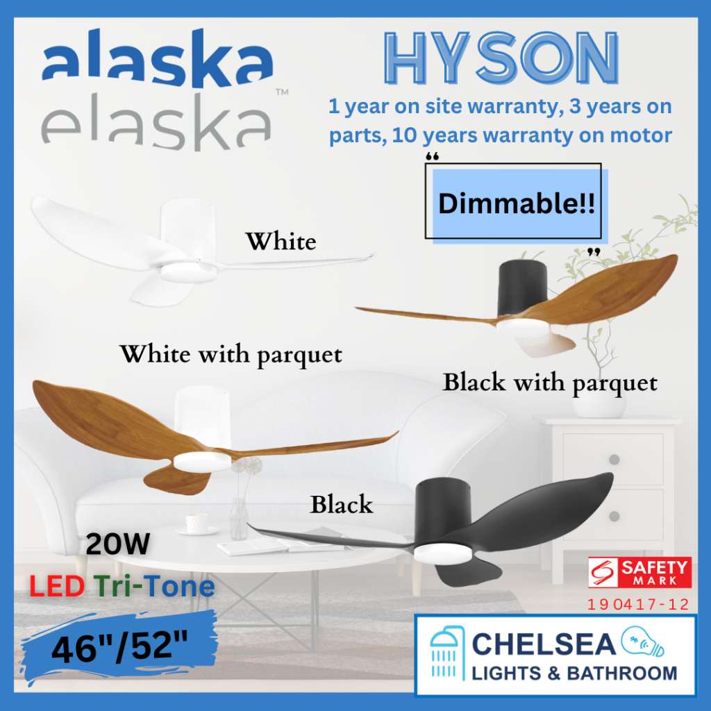 ALASKA Hyson Hydson Ceiling Fan - 46/52 inch hugger fan with led light ...
