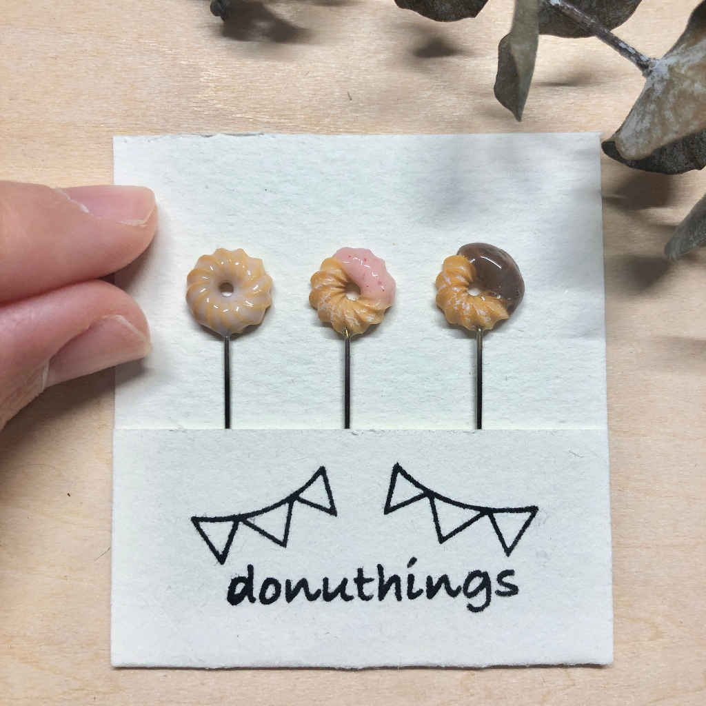 [SG Handmade] Hijab Pins Donut Design 3 in a Set (Glazed, Strawberry ...