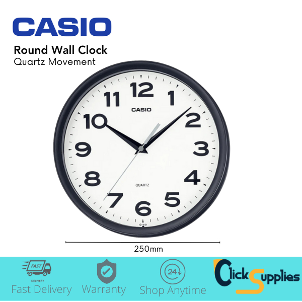 Wall Clock Casio White with Black Bezel Quartz Movement For Rooms ...