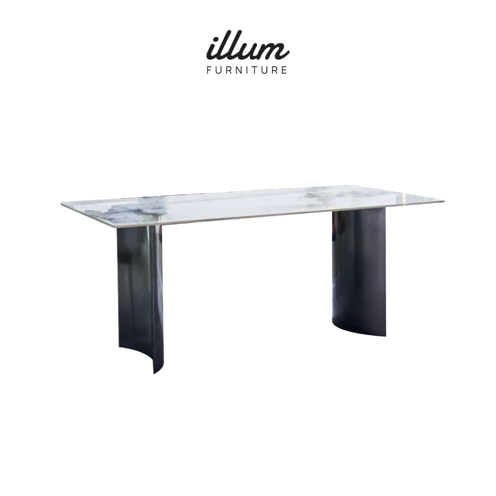 illum Rocher Dining Table Steel Legs Modern Design | Shopee Singapore