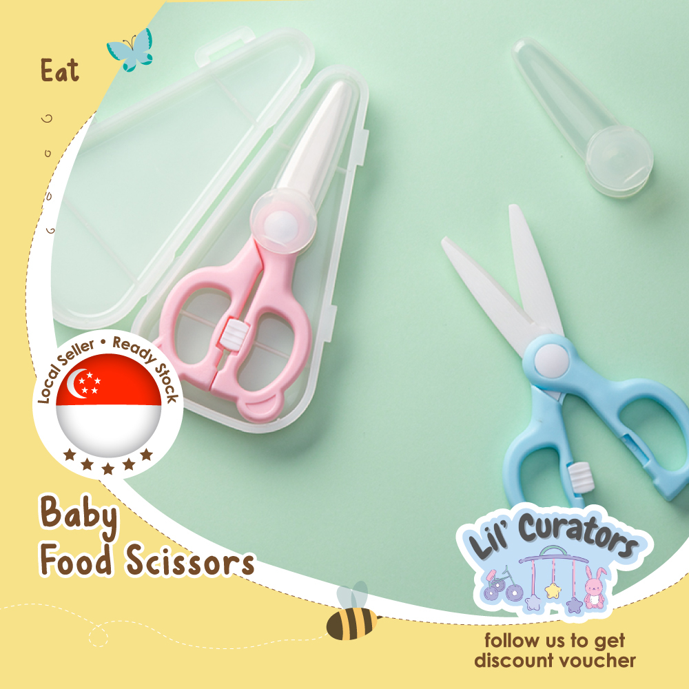 (Lil' Curators) Ceramic Baby Food Scissors - Safety Lock, Case, Cover ...