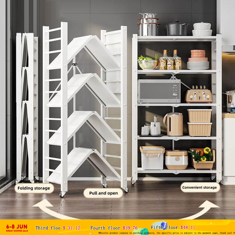 [SG STOCK] foldable kitchen storage rack 3 / 4 / 5 foldable storage ...