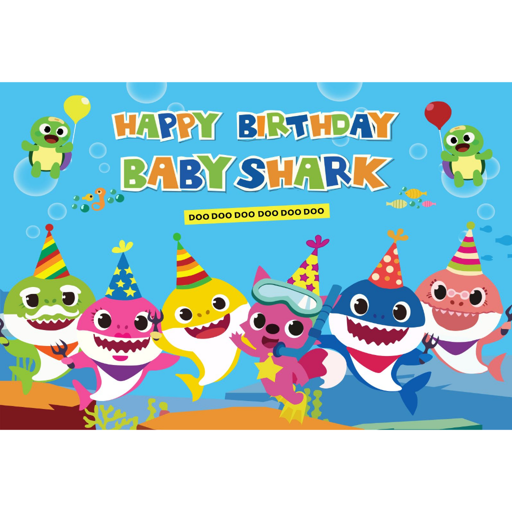 [SG Seller] Baby Shark Balloon Backdrop Pinkfong Mama Shark Birthday ...