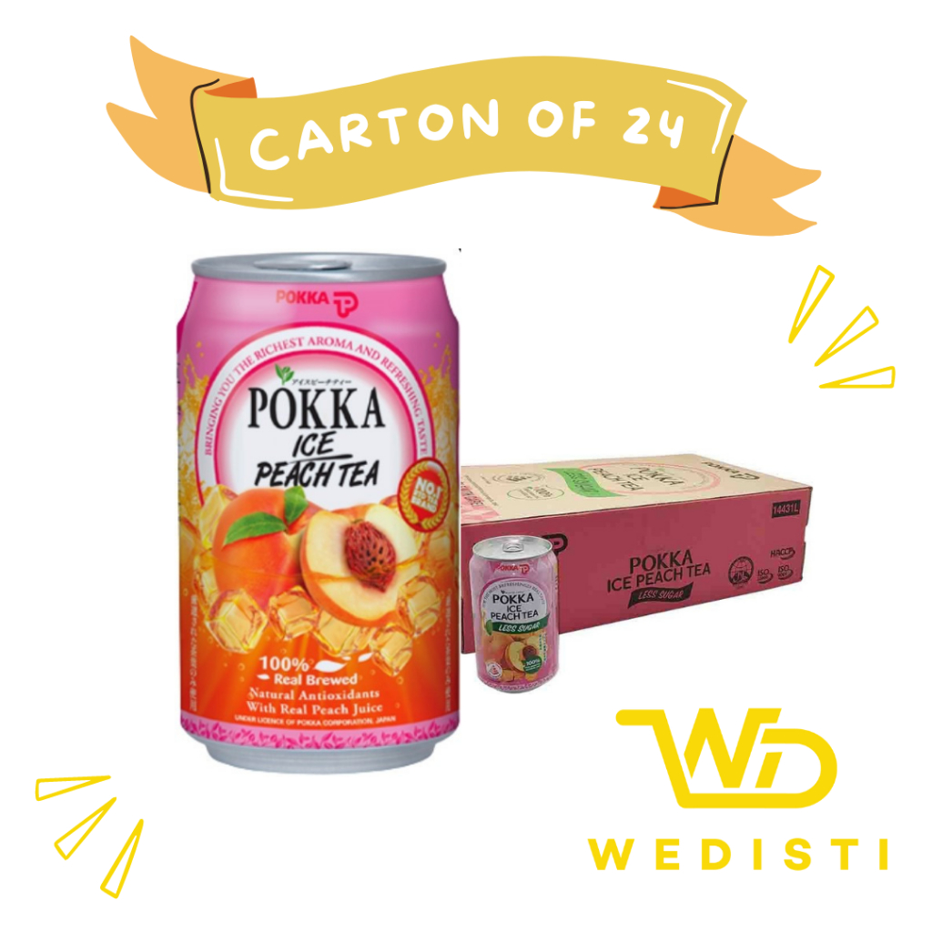 Pokka Ice Peach Tea Less Sugar Can (300ml x 24) | Shopee Singapore