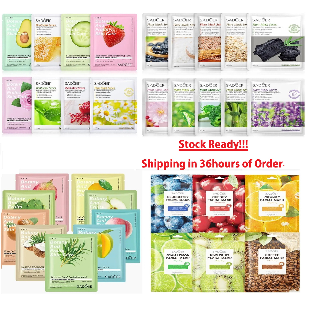 [SG seller] SADOER Plant Fruit Extract Hydrating Soothing Brightening Facial sheet Masks - 25g ...