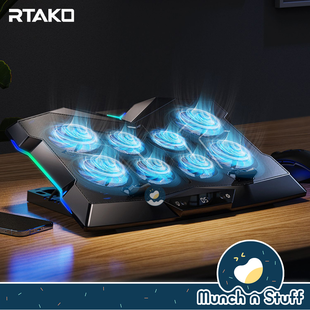 RTAKO RGB Gaming Laptop Cooling Pad 8 Fans Portable | Shopee Singapore