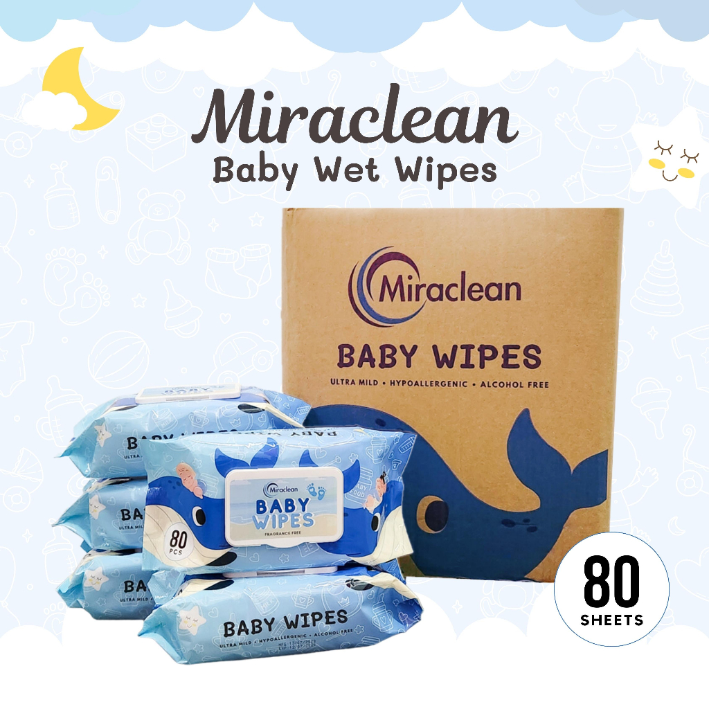 [BIG & THICK] New Miraclean Unscented Baby Wet Wipes 80pcs | Shopee ...