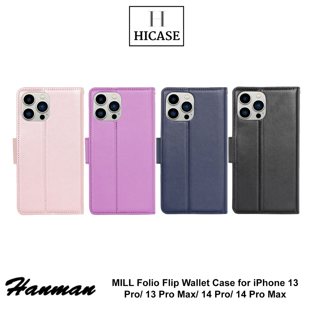 Hanman MILL Folio Flip Wallet Case for iPhone 13 Pro/ 13 Pro Max/ 14 ...