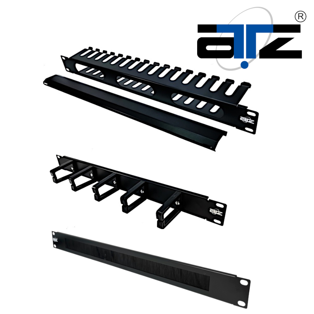 ATZ 19" 1U Rack Mount Cable Management (Front w Dust Cover / Bar w 5 ...