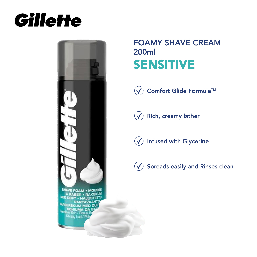 Gillette [Bundle 2/4/6] Shaving Cream Foamy Shave Cream, 200ml ...