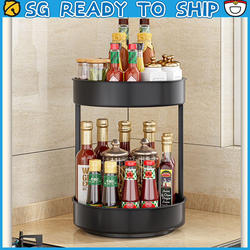 Kitchen Organiser Spice Rack Condiments Organizer Sauce Rack Lazy Susan ...