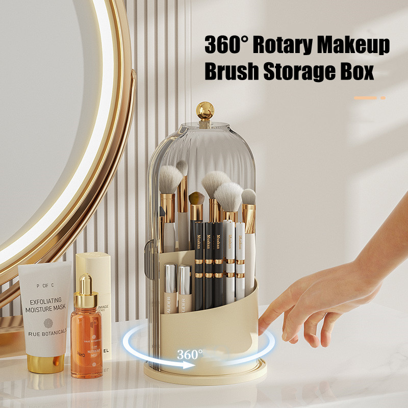 [SG Stock]360° Rotary Makeup Brush Storage Box With Cover Dust Proof ...