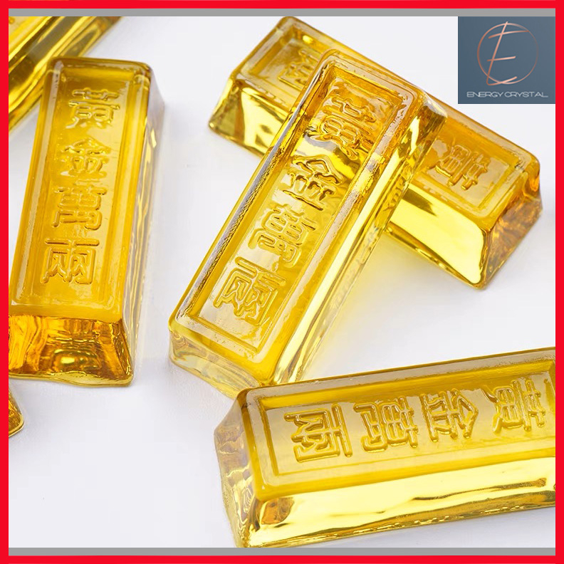 SG Citrine Crystal Gold Bar For Wealth Bowl Ornament Money Feng Shui ...