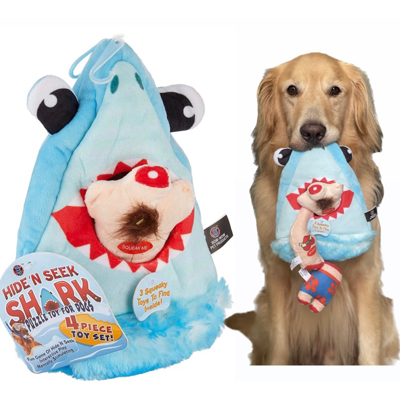 Shark Hide and Seek Interactive Plush Dog Squeaker Toy | Shopee Singapore