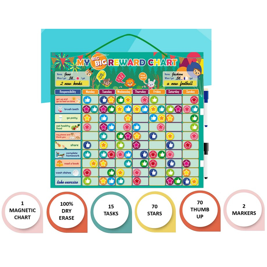 Reward Chart For Kids Chore Chart Responsibility Chart For Children Dry ...