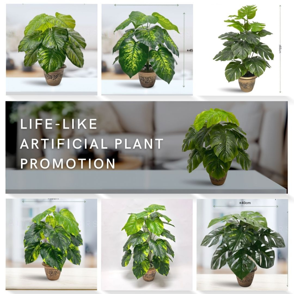 Cheapest Artificial Plants Realistic Lifelike Fake Pot Plant Monstera ...
