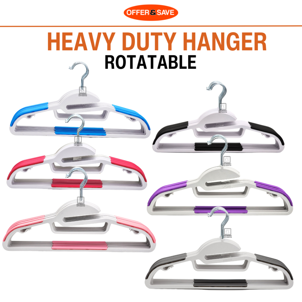 10pcs Heavy Duty Anti Slip Hanger 360 Rotatable Hook Hanger | Shopee ...