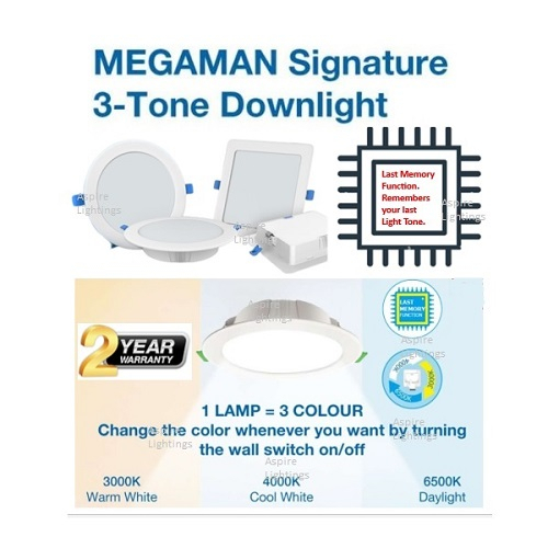 Megaman Downlight Ceiling Light LED Tri Tone Color Daylight Warm White ...