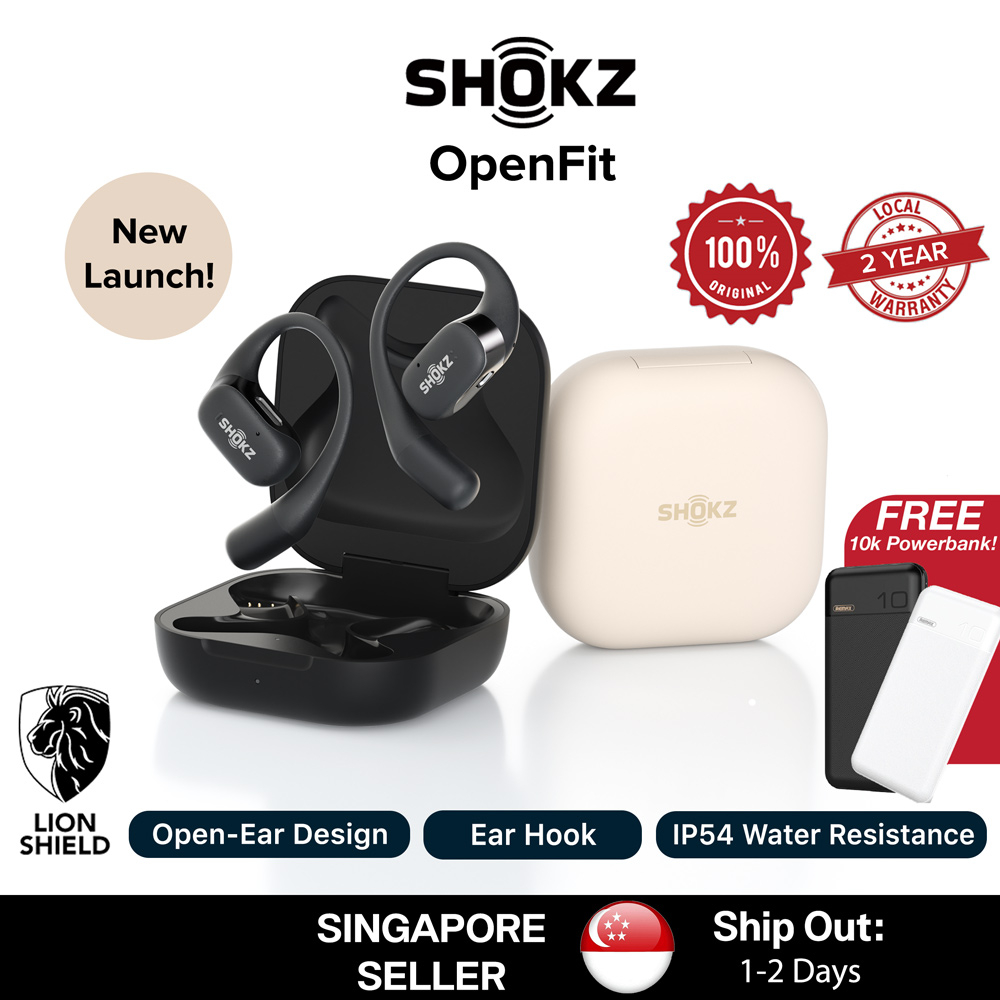 (SG) SHOKZ OpenFit Open-Ear Earbuds with Earhooks and Microphone, True ...
