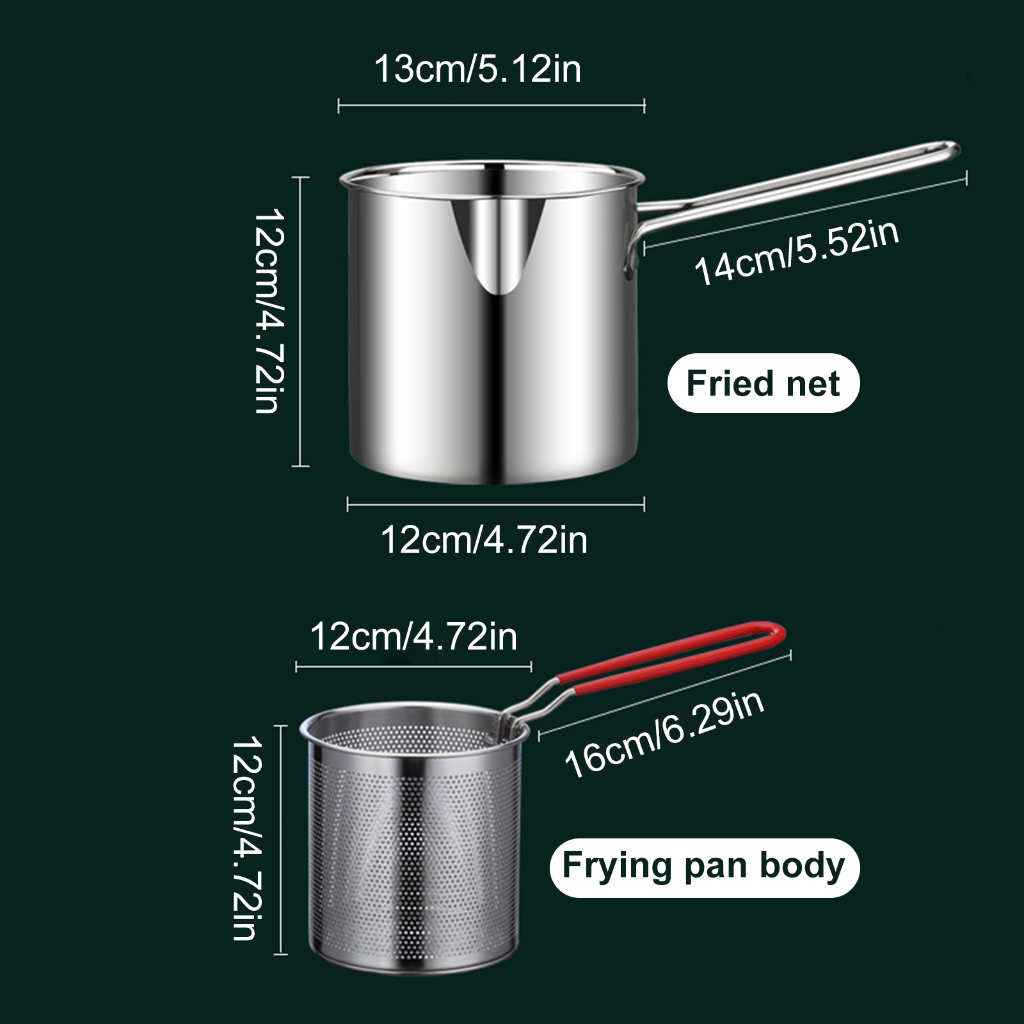Basket Pot Fryer Fry Deep Frying steel Stainless Fish Strainer French ...