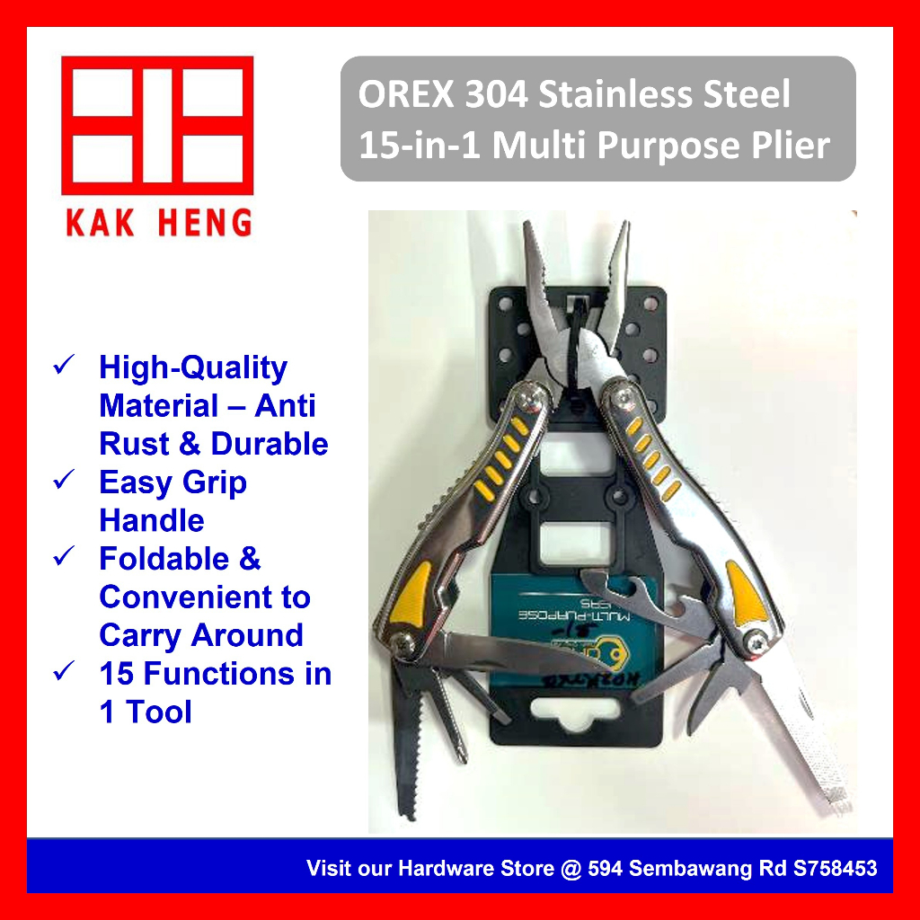 OREX 304 Stainless Steel 15-in-1 Multi Purpose Plier Foldable Portable ...