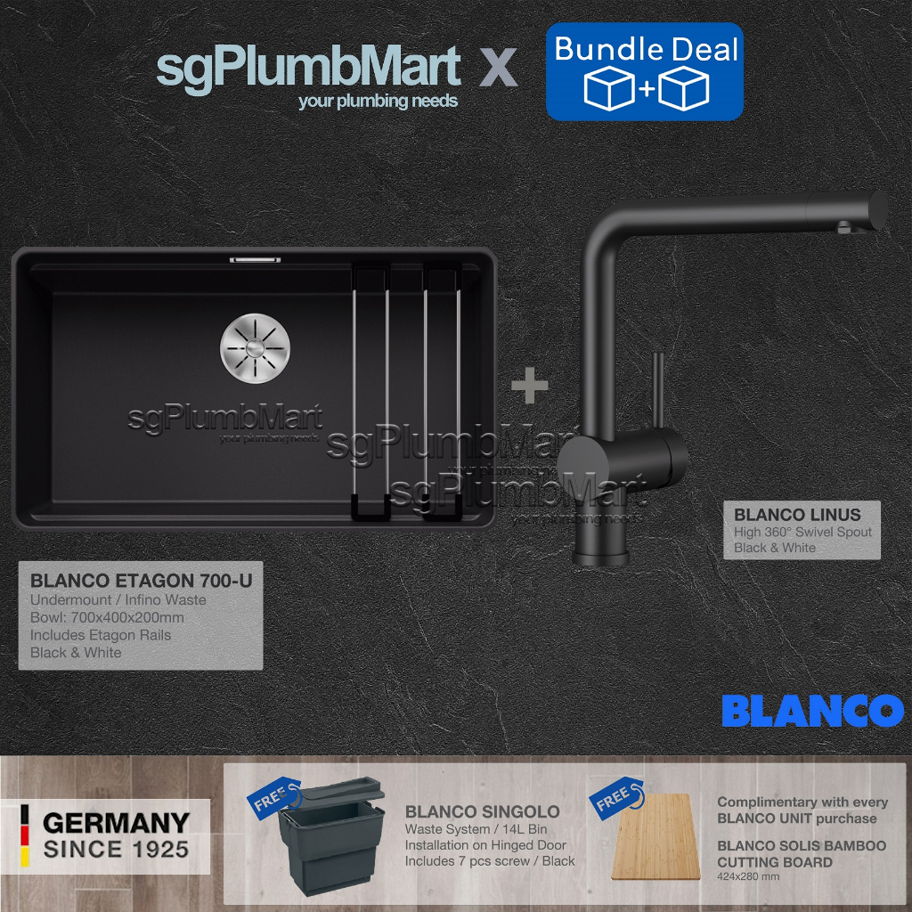 [Blanco Bundle] Blanco Etagon 700-U Silgranit Kitchen Sink + Blanco ...