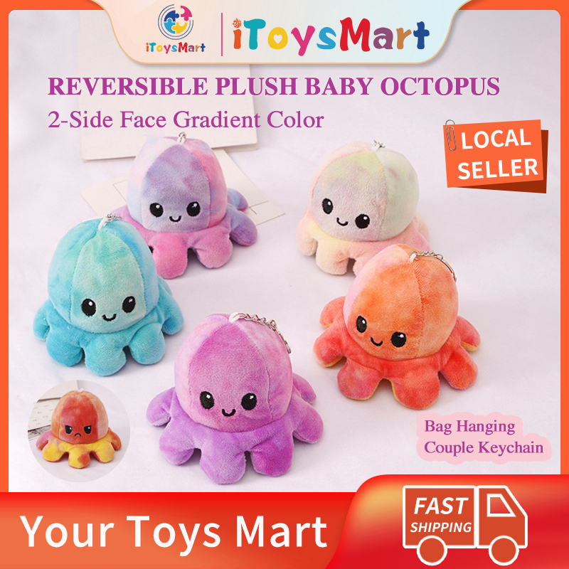 [SG TOYS] 🐙🍭Cute Reversible Plush Baby Octopus 2-Side Face Changing ...