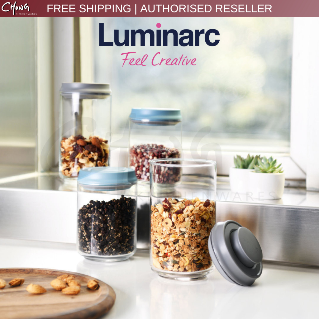 Luminarc Pot Lock Jar, [ Glass Air Tight Food Storage Vacuum Canister ...