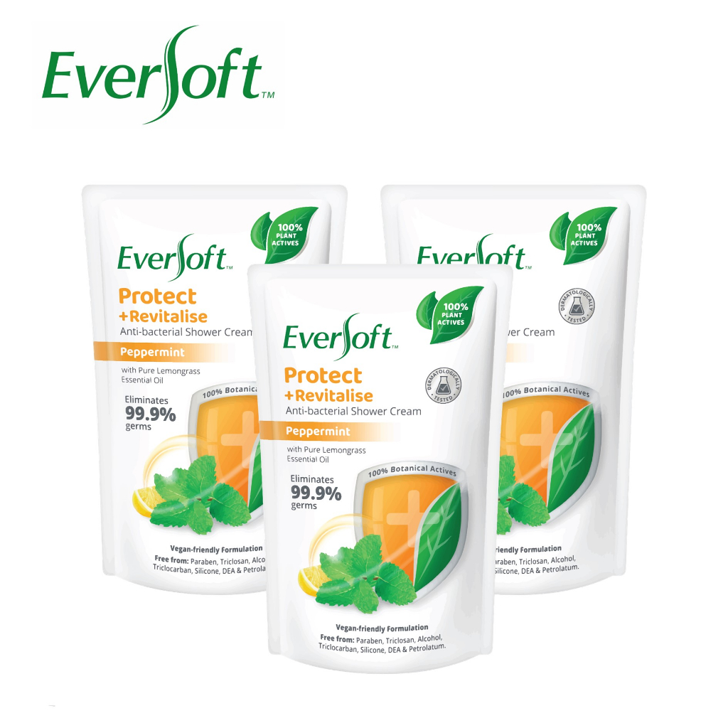 [NEW LOOK] EVERSOFT Anti-Bacterial Shower Cream Pouch Peppermint 800ml ...