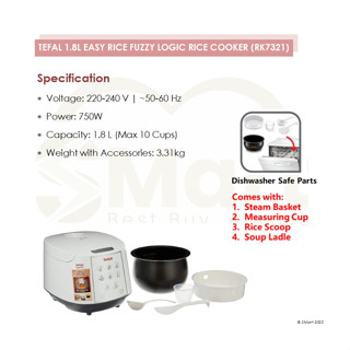 Tefal 1.8L Easy Rice Fuzzy Logic Rice Cooker [RK7321] | Shopee Singapore