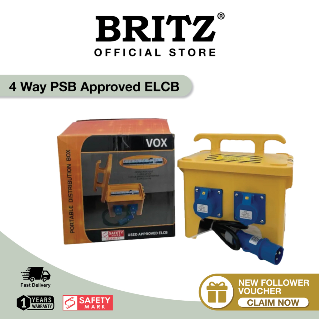 VOX 4 Way Portable Distribution Box with Safety Mark Approved ELCB ...
