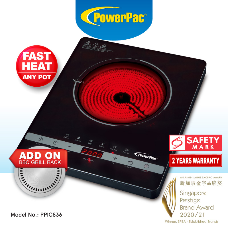 PowerPac Ceramic Cooker Infrared Cooker (Any Pot) BBQ Grill 2000 Watts ...